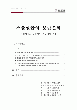 스물일곱의 분단문화 - 경험적이고 주관적인 개인에의 관점 -1페이지