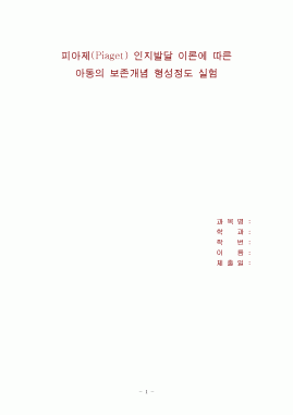 피아제(Piaget) 인지발달 이론에 따른 아동의 보존개념 형성정도 실험-1페이지