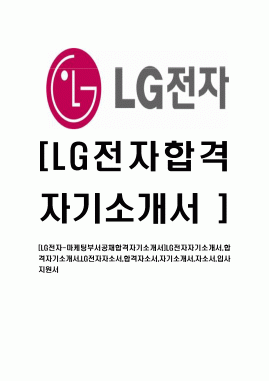 [LG전자-마케팅부서합격자기소개서]LG전자자기소개서,합격자기소개서,LG전자자소서,합격자소서,자기소개서,자소서,이력서,입사지원서-1페이지
