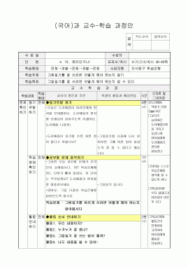 초등1) <(국어)과 교수-학습 과정안 {중안} (쓰기(2/4)차시 46-49쪽)> 4. 아, 재미있구나! - 그림일기를 잘 쓰려면 어떻게 해야 하는지 알기-1페이지