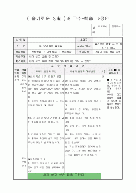 초등2) <(슬기로운 생활)과 교수-학습 과정안 {중안} 슬기로운 생활 74~75 쪽, (5/6)차시> 6. 우리 집이 좋아요 - 내가 살고 싶은 집 그리기-1페이지