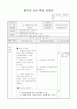 초등3) <(음악)과 교수-학습 과정안 {중안} 음악 31쪽/(2/3차시)> 11. 촐래촐래 놀아 보세 - 자진모리장단 치며 노래 부르기, ‘남생아 놀아라’놀이하기-1페이지