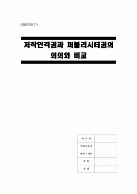 저작인격권과 퍼블리시티권의 의의와 비교 - 저작권, 공표권, 성명표시권, 동일성유지권, 미디어저작권, 지적재산권법, 미술가의 저작인격권, 퍼블리시티권의 필요성-1페이지