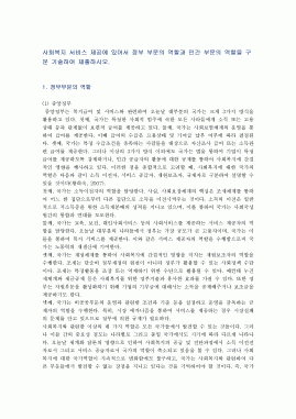 사회복지 서비스 제공에 있어서 정부 부문의 역할과 민간 부문의 역할을 구분 기술하여 제출-1페이지