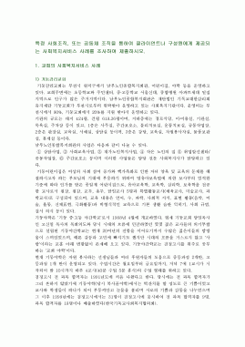 특정 사회조직, 또는 공동체 조직을 통하여 클라이언트나 구성원에게 제공되는 사회복지서비스 사례를 조사하여 제출-1페이지