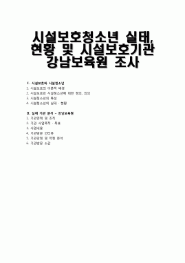 [사회복지] 시설보호청소년 실태, 현황 및 시설보호기관 강남보육원 조사-1페이지