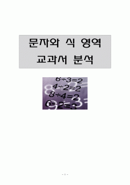 문자와 식 영역 교과서 분석 -1페이지