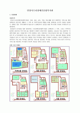 가까운 사회복지시설을 방문한 후, 그 조직의 설립형태와 서비스 형태에 대하여 설명하고, 방문소감을 제출 - 안양시수리장애인종합복지관-1페이지