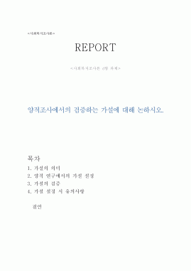 교육학과 <사회복지조사론 과제 d형> 양적조사에서의 검증하는 가설에 대해 논하시오 -1페이지