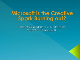 Microsoft is the Creative Spark Burning out? 그 많던 영감(Spark)은 누가 다 먹었을까? 혁신 없는 기업 Microsoft(마이크로소프트).PPT자료-1페이지