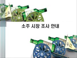 소주 시장 조사 안내 (소주 시장 특징, 주류 시장의 소비문화 환경, 트렌드 변화, 소비자 특성, 분석).PPT자료-1페이지