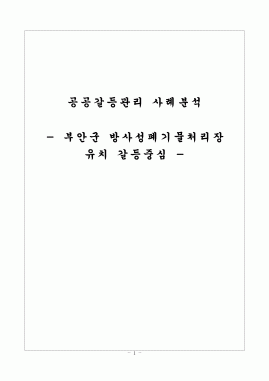 공공갈등관리 사례분석 - 부안군 방사성폐기물처리장 유치 갈등중심-1페이지