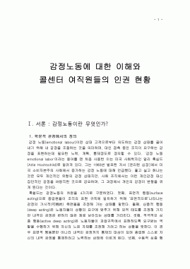 감정노동에 대한 이해와 콜센터 여직원들의 인권 현황 -1페이지