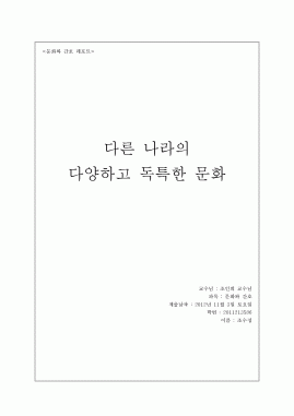 [문화와 간호] 다른 나라의 다양하고 독특한 문화-1페이지