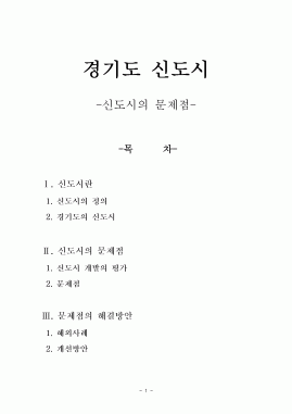 [행정정책] 경기도 신도시 - 신도시의 문제점에 대해서-1페이지