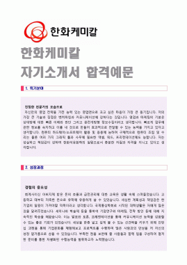 (한화케미칼 자기소개서 서류합격) 한화케미칼 (경영/영업) 자기소개서 합격예문 [한화케미칼 자기소개서 샘플/한화케미칼자기소개서/한화케미칼 자소서/한화케미칼 자기소개서]-1페이지