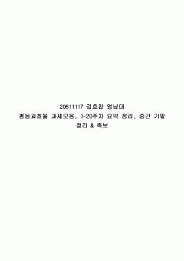 영남대 평등과효율 과제모음, 1~20주차 요약 정리, 중간 기말 정리 & 족보-1페이지