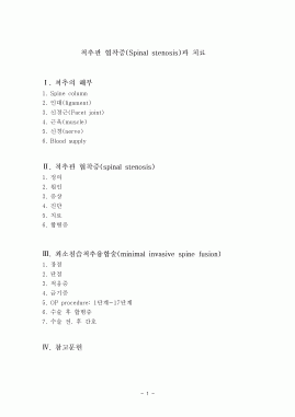 척추관협착증(spinal stenosis)과 치료-1페이지