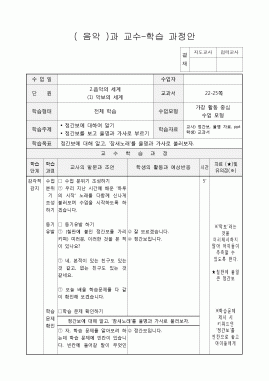 초등 5학년) <(음악)과 교수·학습 과정안 {중안}> 2.음악의 세계 (1) 악보의 세계 - 정간보에 대해 알고, ‘참새노래’를 율명과 가사로 불러보자. -1페이지