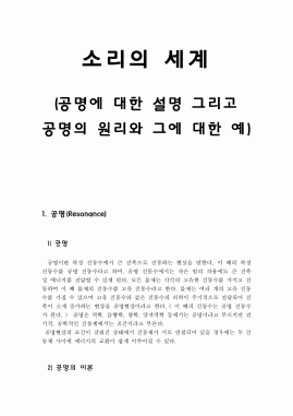 소리의세계 - 공명에 대한 설명 그리고 공명의 원리와 그에 대한 예-1페이지