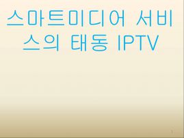 스마트미디어 서비스의태동,IPTV광고 유형별사례,IPTV광고효과,IPTV광고의문제점.PPT자료-1페이지