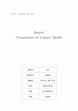 [생명과학과] Preparation of Culture Media : 미생물의 배지를 만들어보고 미생물을 직접 배양해봄으로서 미생물에 대한 이해를 높인다.-1페이지