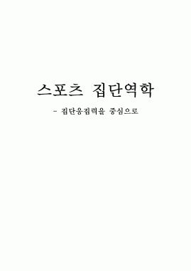 스포츠 집단역학 [집단응집력을 중심으로]-1페이지