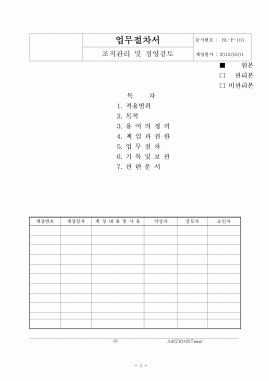 회사 업무절차서(ccc 공장심사 받는데 업무절차서 책만 있고 타이핑된 자료가 없어서 다 타이핑했어요.) -1페이지