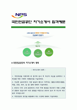 [국민연금공단 자기소개서] 2013 국민연금공단 자기소개서 합격예문+면접족보-1페이지
