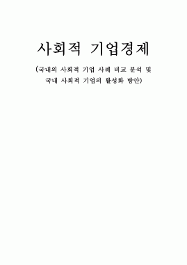  국내외 사회적 기업의 사례와 활성화 방안-1페이지