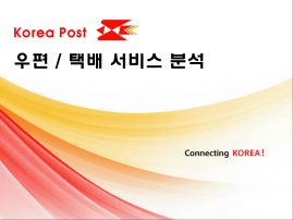Korea Post 우편 / 택배 서비스 분석 - 우편택배,우정사업분부,우체국서비스분석,마케팅,브랜드,브랜드마케팅,기업,서비스마케팅,글로벌,경영,시장,사례,swot,stp,4p.PPT자료-1페이지