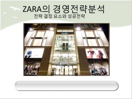 ZARA의 경영전략분석 전략 결정 요소와 성공전략 - 자라의경영전략분석,자라마케팅전략,자라호나경분석,ZARA마케팅전략,ZARA경영전략.PPT자료-1페이지