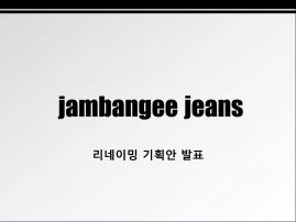 jambangee jeans 리네이밍 기획안 - 잠뱅이,패션마케팅,마케팅전략사례,패션의류,마케팅,브랜드,브랜드마케팅,기업,서비스마케팅,글로벌,경영,시장,사례,swot,stp,4p.PPT자료-1페이지