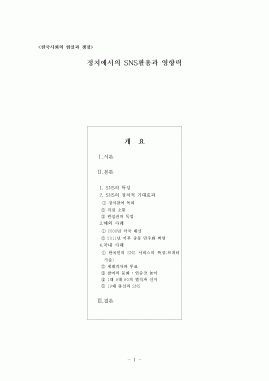 정치에서의 SNS활용과 영향력,SNS,에스엔에스,소셜네트워크서비스,정지와SNS-1페이지