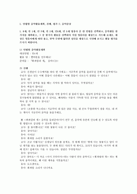 1. 연령별 음악활동계획, 진행, 평가 (만4세, 탬버린을 연주해요! , 『휘파람과 개』 음악(CD)) 2. 음악감상 (모짜르트 클라리넷 협주곡 - 베니 굿맨)-1페이지