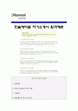 [한솔케미칼자기소개서] 합격 한솔케미칼 자기소개서와 면접질문기출_한솔케미칼자기소개서예문_한솔케미칼자기소개서샘플_한솔케미칼자소서-1페이지