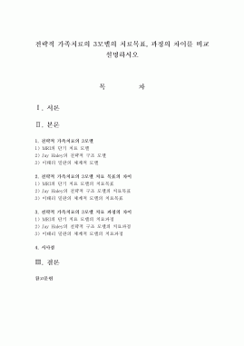 전략적 가족치료의 3모델의 치료목표, 과정의 차이를 비교 설명-1페이지