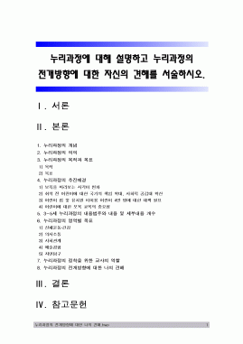 [보육학개론] 누리과정에 대해 설명하고 누리과정의 전개방향에 대한 자신의 견해를 서술하시오 - 누리과정 전개방향, 내용범주, 나의 견해-1페이지