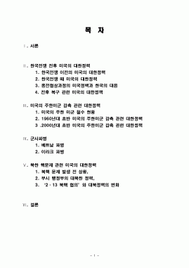 미국의 대한정책 (주한미군 감축, 베트남 파병, 이라크 파병, 북한 핵문제, 부시행정부 대북한 정책, 2.13북핵 협의)-1페이지