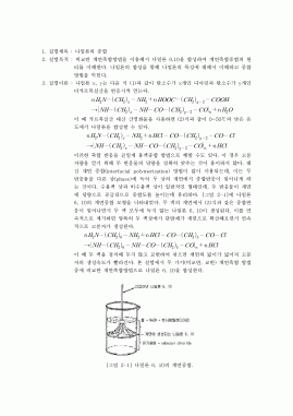 나일론의 중합 - 비교반 계면축합방법을 이용해서 나일론 6,10을 합성하여 계면축합중합의 원               리를 이해한다. 나일론의 합성을 통해 나일론의 특성에 대해서 이해하고 중합방법을 익힌다.-1페이지