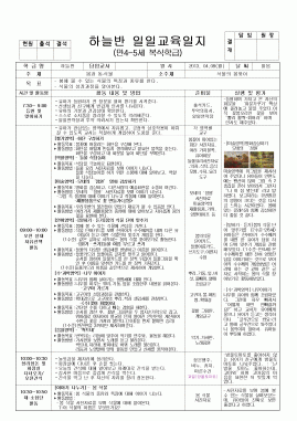 [평가인증]2013년 4월2주 만4,5세 교육일지-1페이지