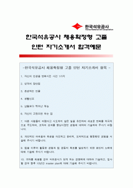 [한국석유공사자기소개서] 2013합격 채용확정형 고졸인턴 한국석유공사자기소개서+면접족보_한국석유공사자기소개서예문_한국석유공사자기소개서샘플_한국석유공사자소서-1페이지