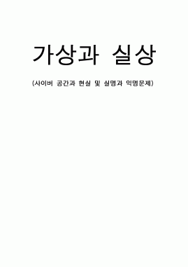 가상과 실상 (사이버 공간과 현실 및 실명과 익명문제) -1페이지