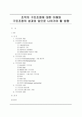 [기업경영론] 조직의 구조조정에 대한 이해와 구조조정의 성과와 앞으로 나아가야 할 방향-1페이지