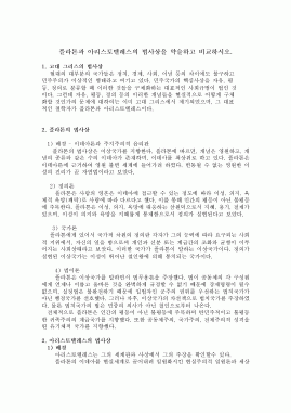 플라톤과 아리스토텔레스의 법사상을 약술하고 비교하시오-1페이지