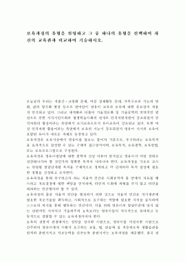 보육과정의 유형을 설명하고 그 중 하나의 유형을 선택하여 자신의 교육관과 비교하여 기술.-1페이지