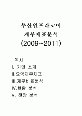 두산인프라코어 재무분석(기업분석)-1페이지