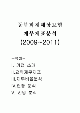 [기업분석] 동부화재해상보험 재무제표분석 (2009~2011)-1페이지