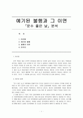 [국어국문학] 운수 좋은 날 분석 - 예기된 불행과 그 이면-1페이지