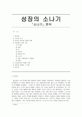 [국어국문학] 소나기 분석 - 성장의 소나기 (소년과 소녀, 만남의 반복과 관계의 변화, 자연물의 의미 기능, 서술방식과 간결한 문장, 새로운 경험과 그 의미)-1페이지